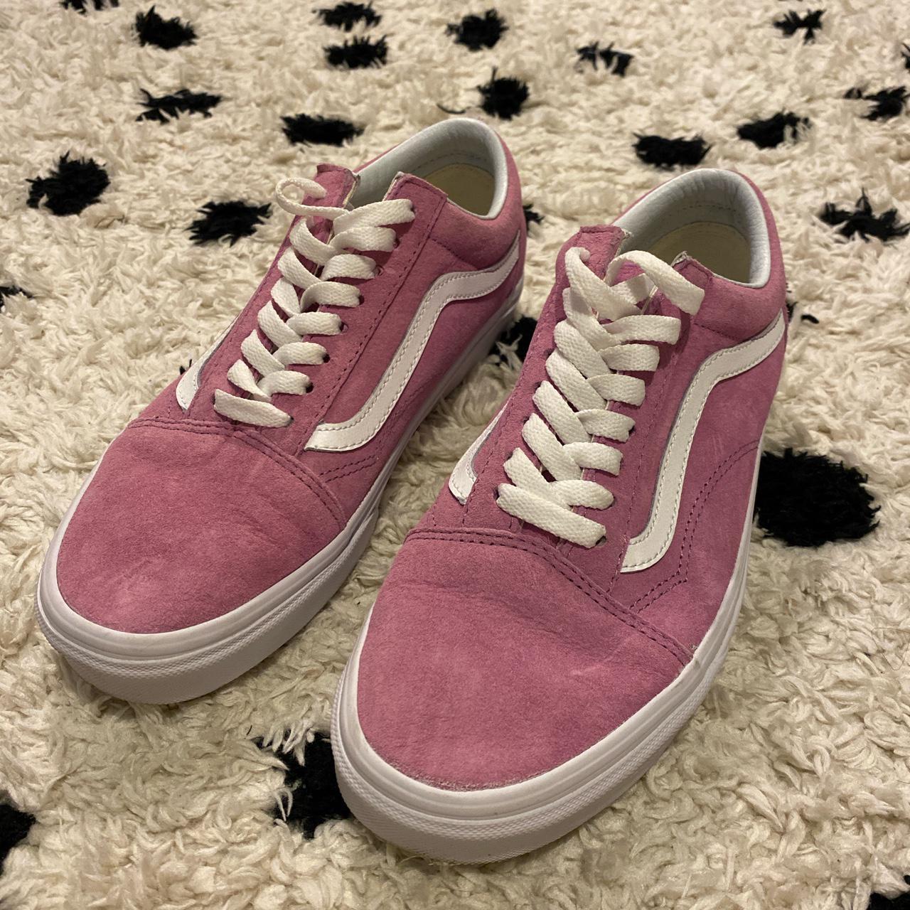Old Skool Vans Pink Suede - Size 6 Worn only once,... - Depop