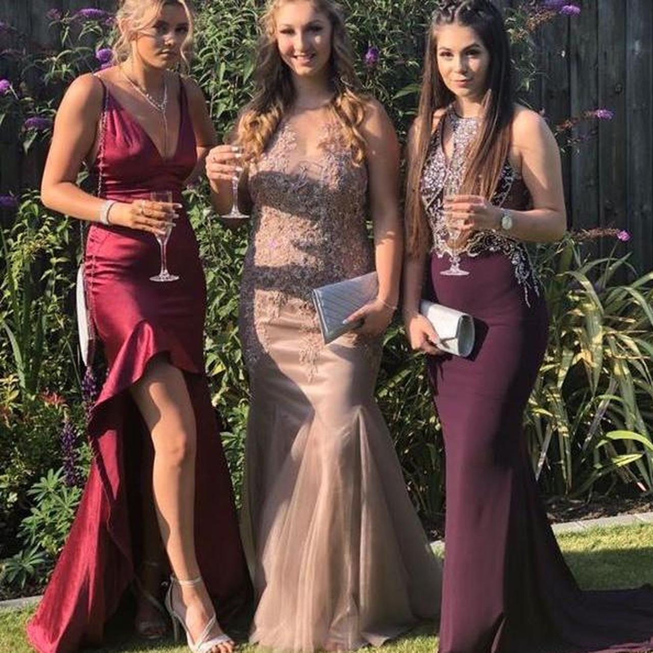 Red silky figure hugging prom dress Such a... - Depop