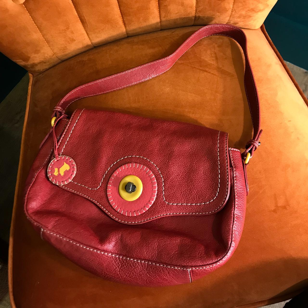 Radley Red Leather shoulder bag Original dog mascot... - Depop