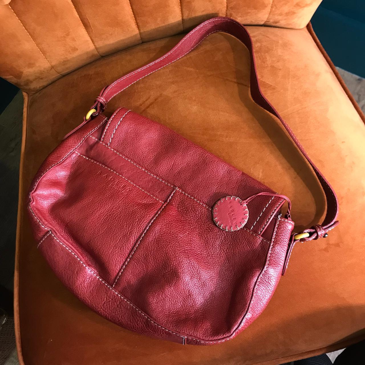 Radley Red Leather shoulder bag Original dog mascot... - Depop