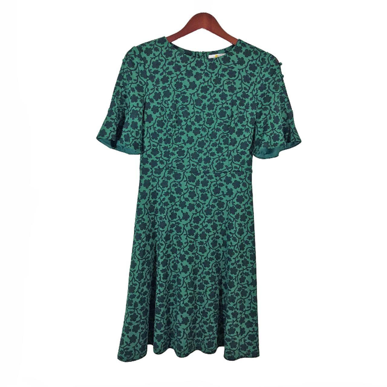 BODEN Green Black Floral Ruffle Sleeve Dress Size 6... | Depop