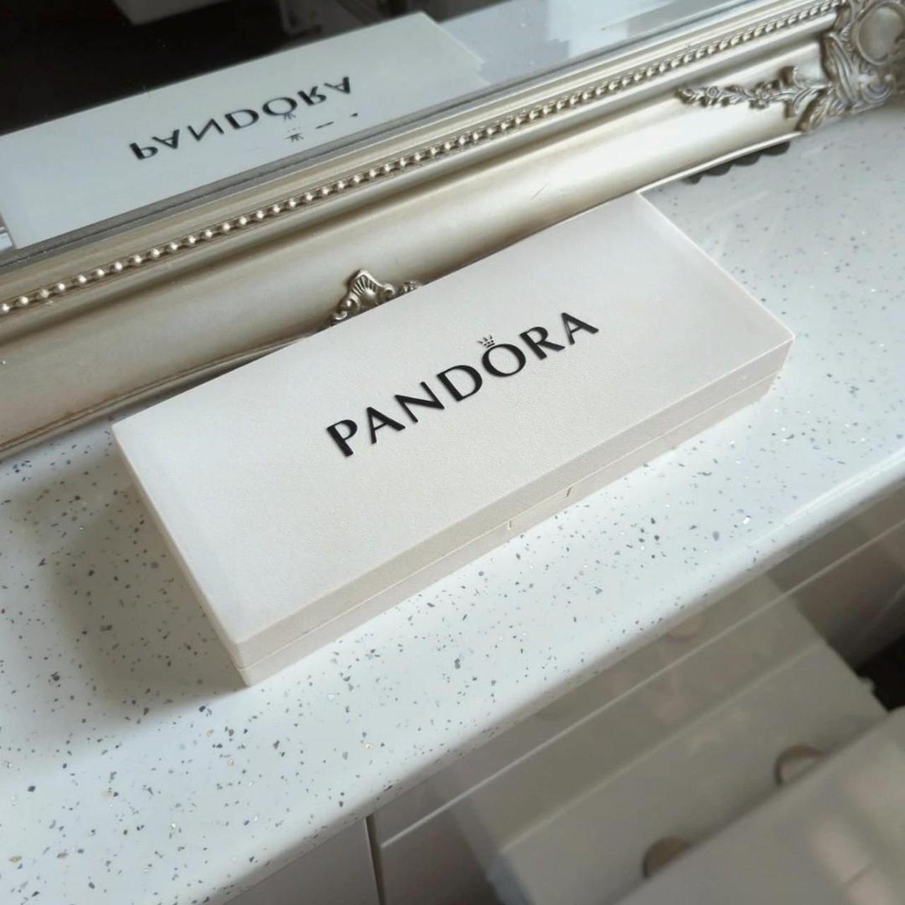Large cream plastic PANDORA jewelry box. Contents... - Depop