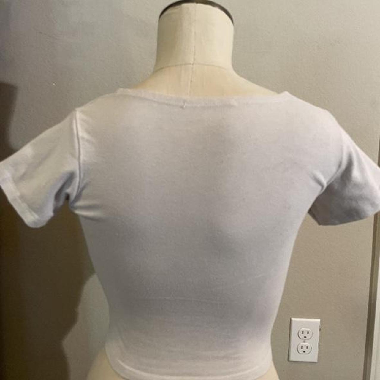 brandy melville white cross top smoke and pet free... - Depop