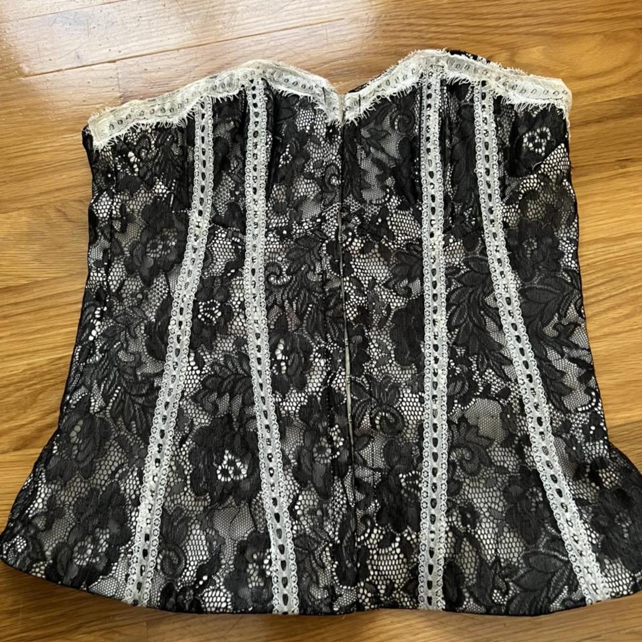 Black And Cream Lace Corset Reminds Me Of The Depop