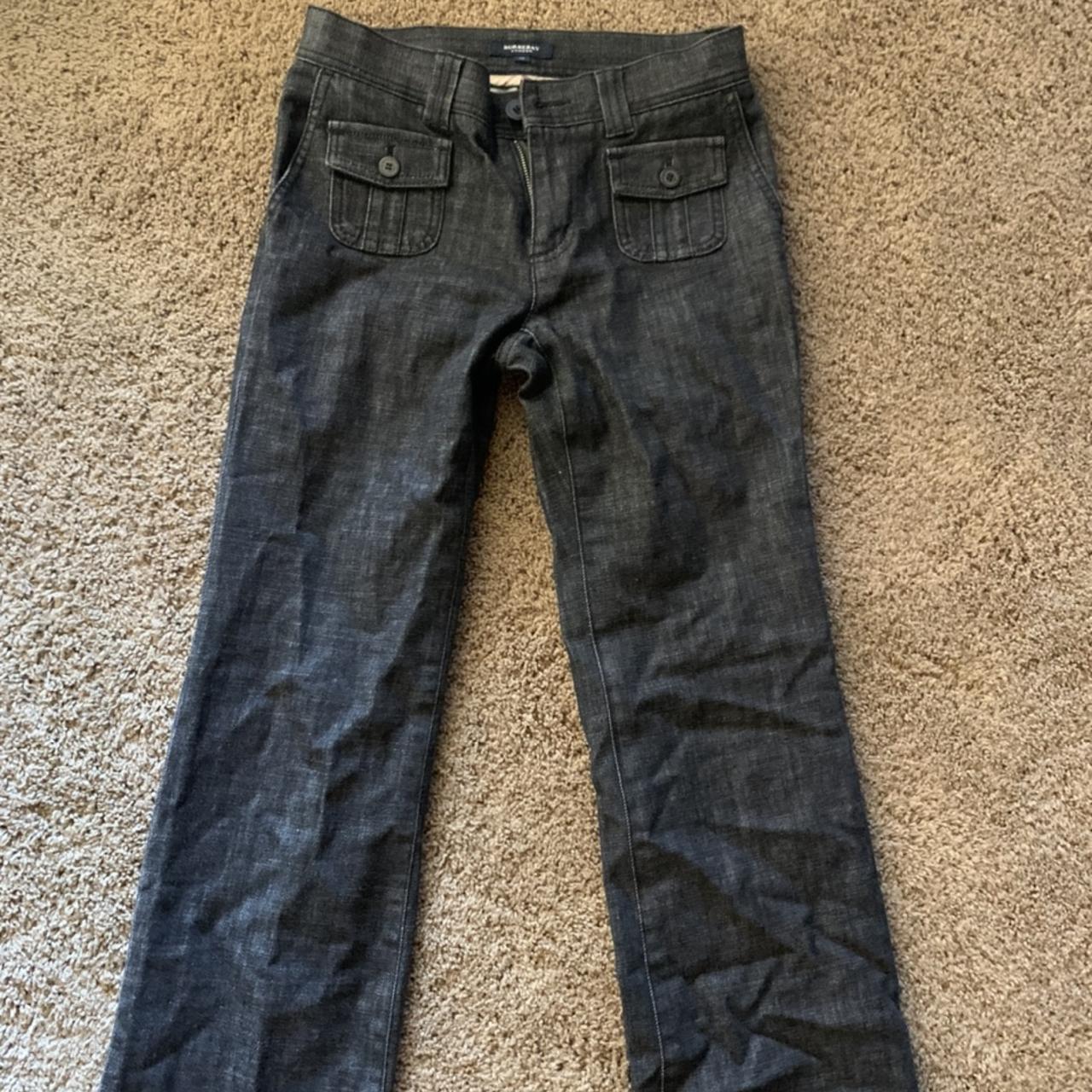 Black Burberry jeans! Lightly worn fits more like a... - Depop