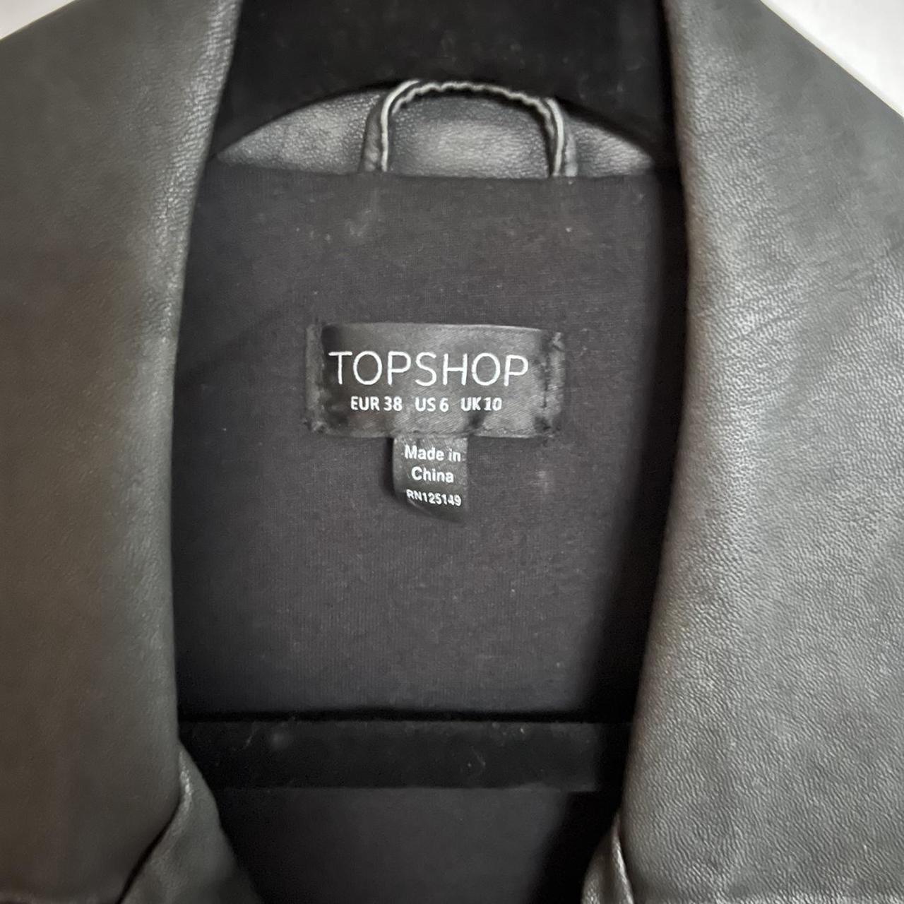 Washed black faux leather topshop biker vest.... - Depop