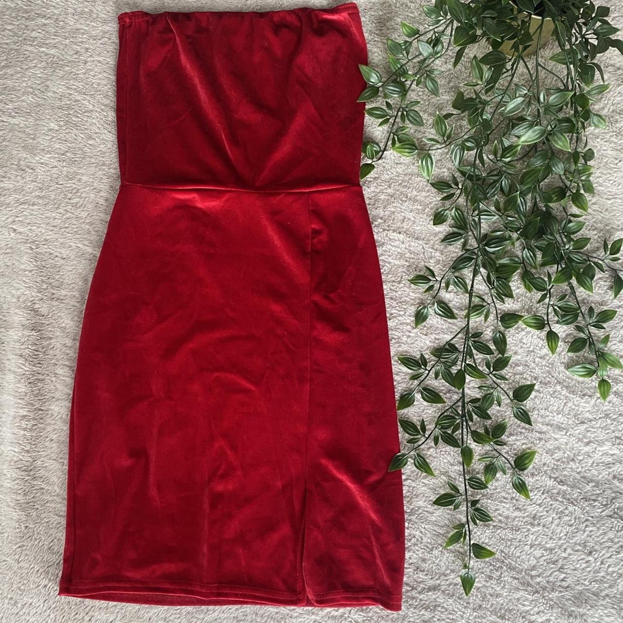 Red velour / velvet red dress from PLT Bodycon mini... - Depop