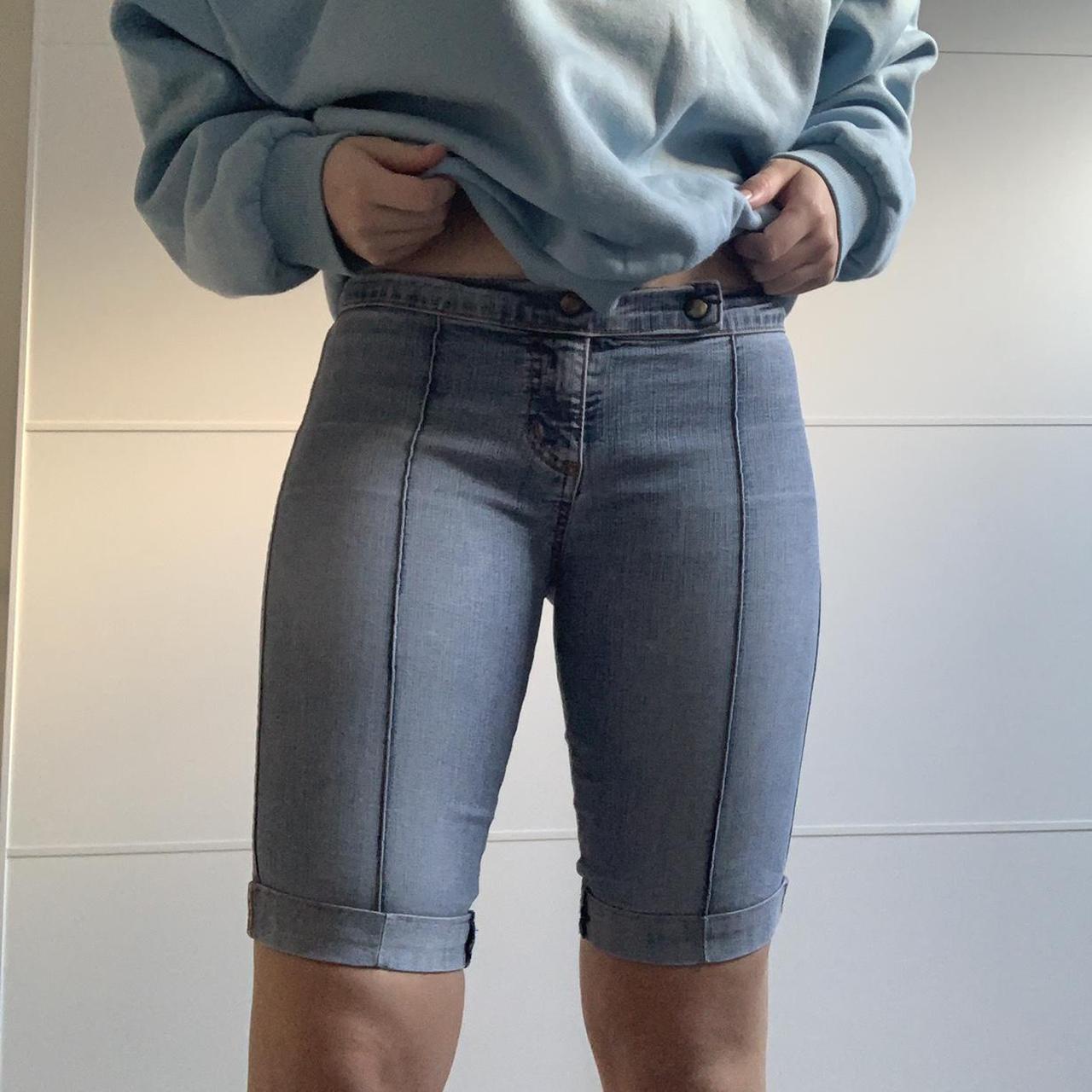 Gorgeous low rise knee length jean / denim shorts... - Depop