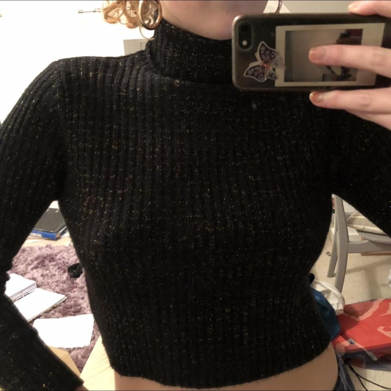 Urban Outfitters Women's Black and Gold Jumper | Depop