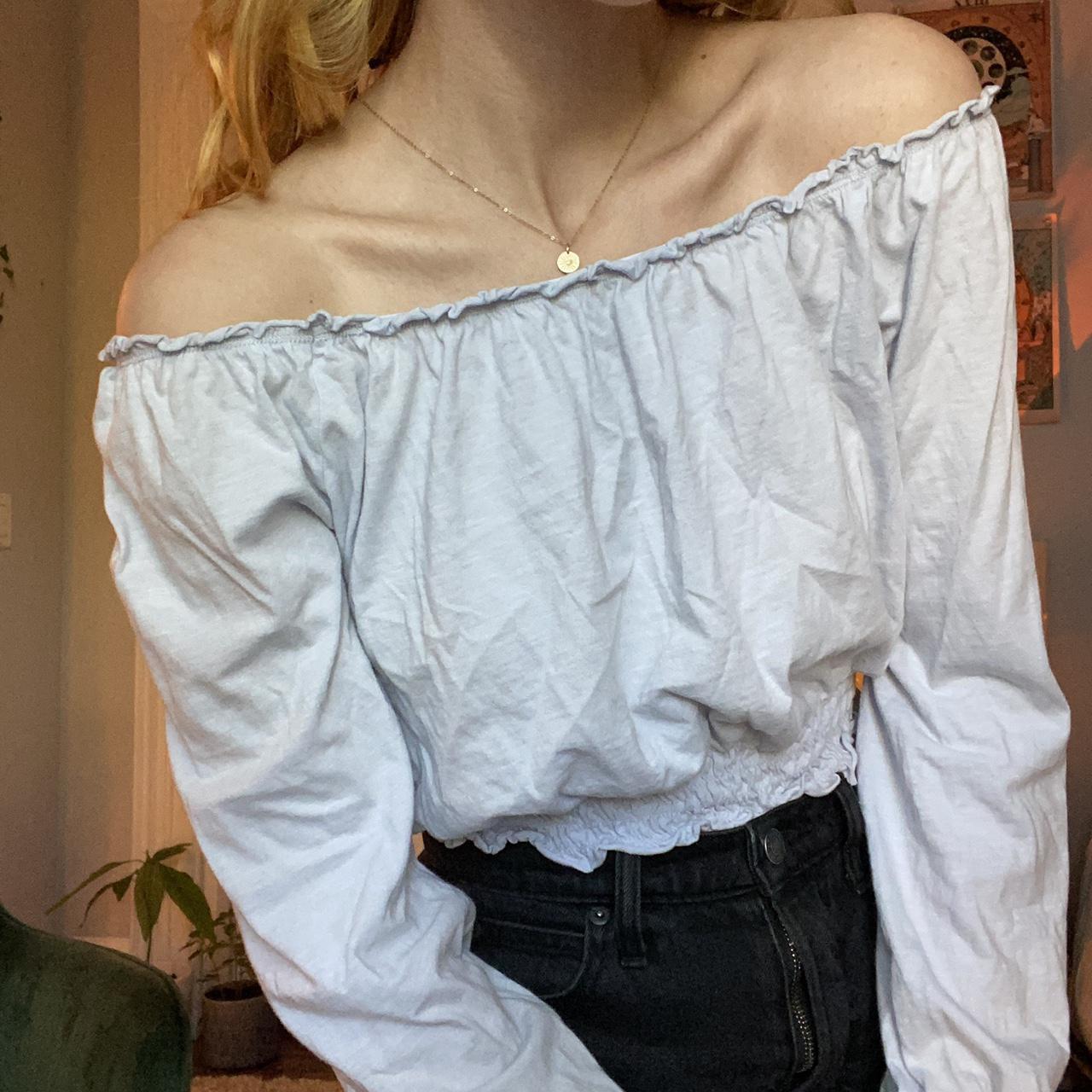 superrrr cute light blue off the shoulder top.... - Depop