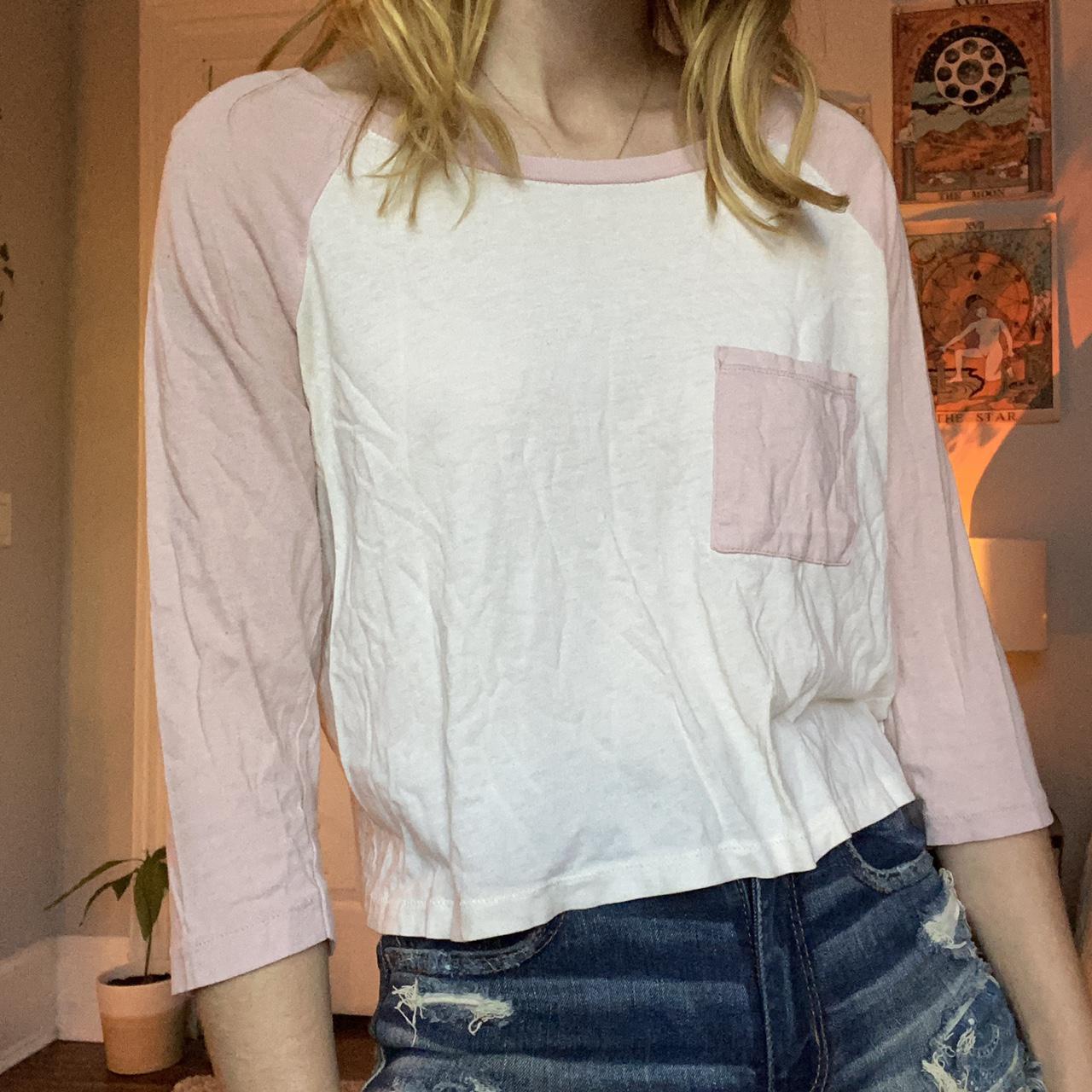 pastel pink cropped baseball tee - Depop