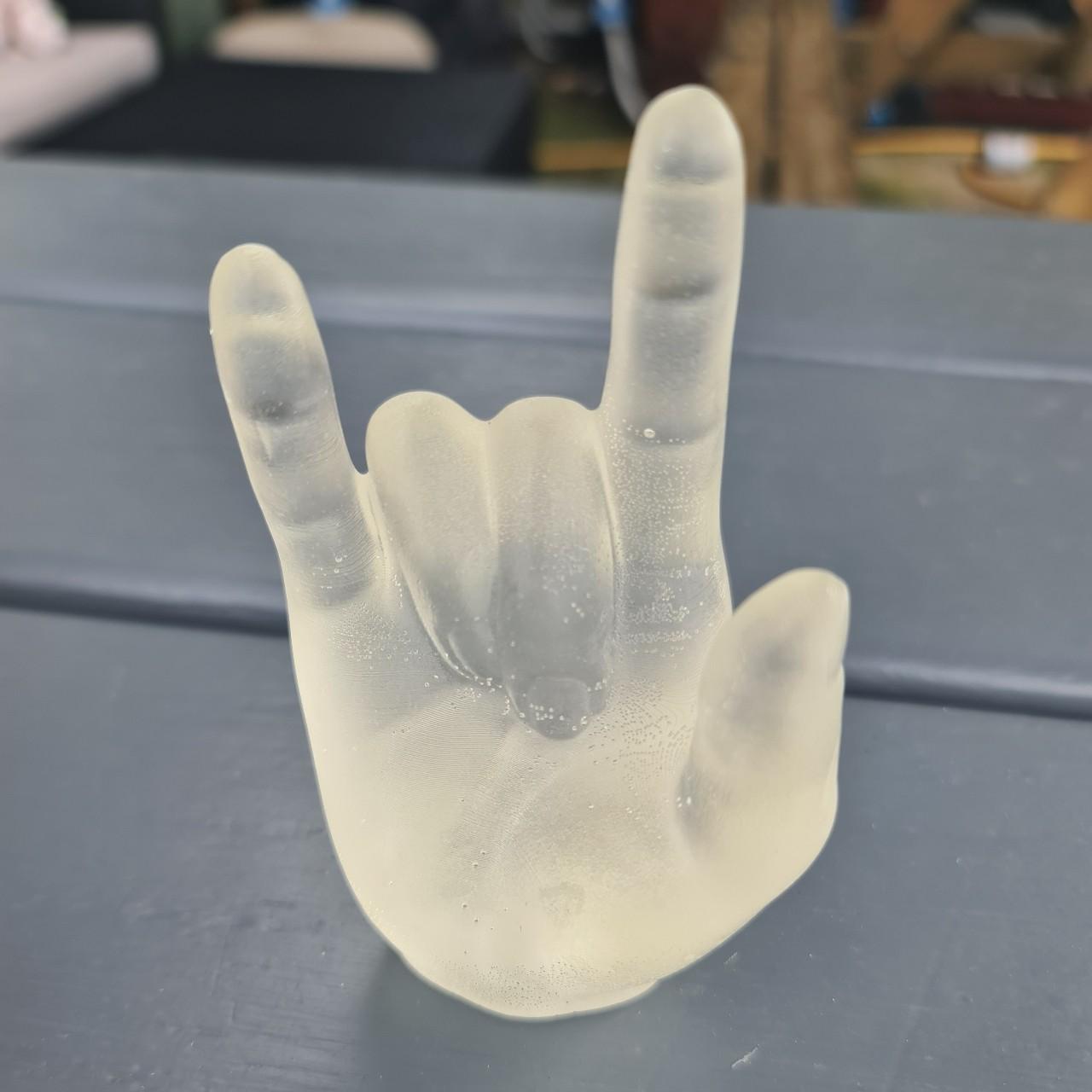 'Rock' hand gesture Epoxy resin White/clear 5 x... - Depop