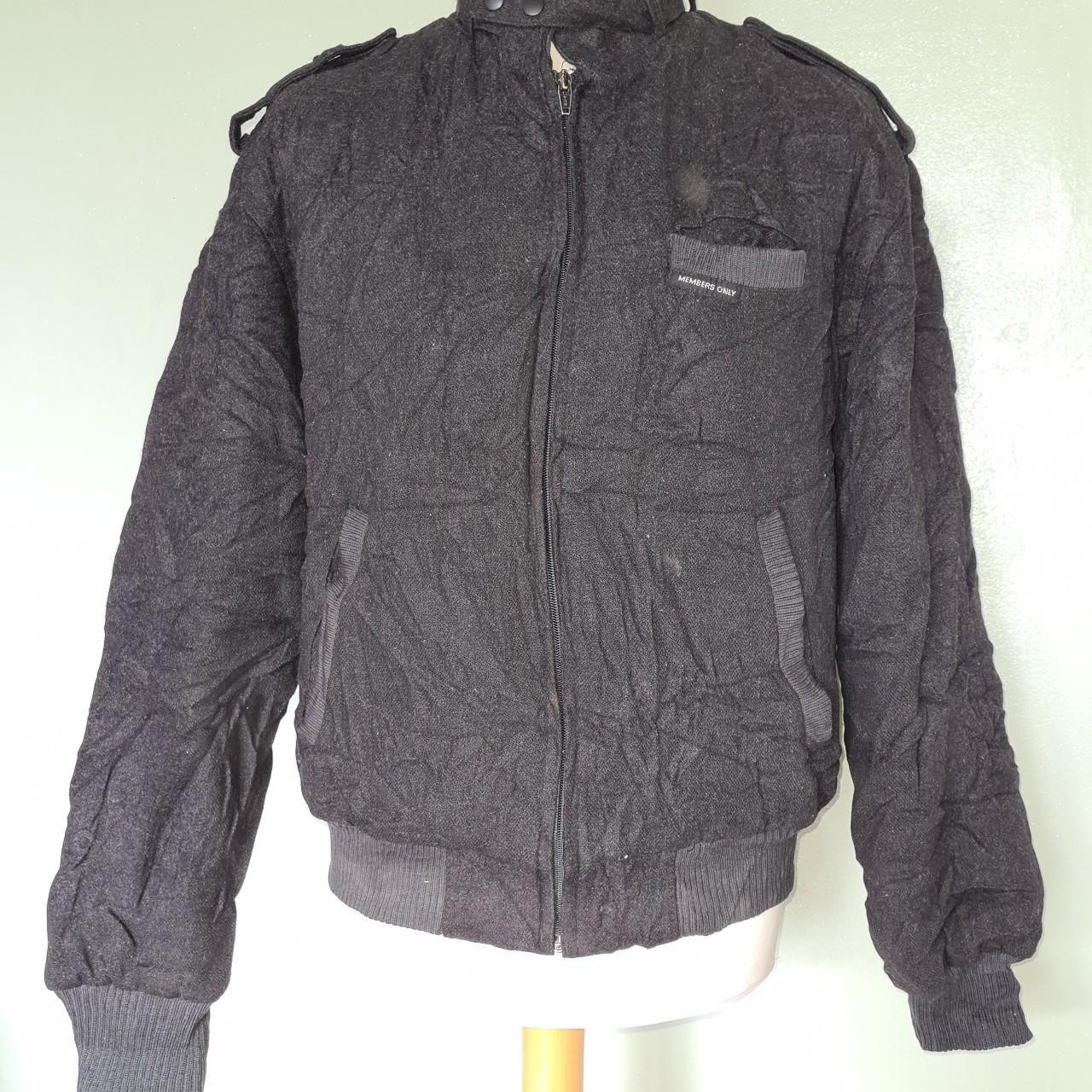 Members only Grey wool blend Bomber Jacket Size... - Depop