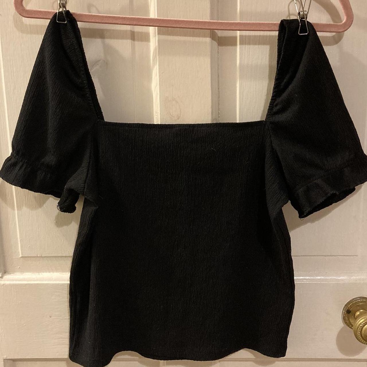 Puff Sleeve Square Neck Black Top 🍙brand🍙 Ive Depop