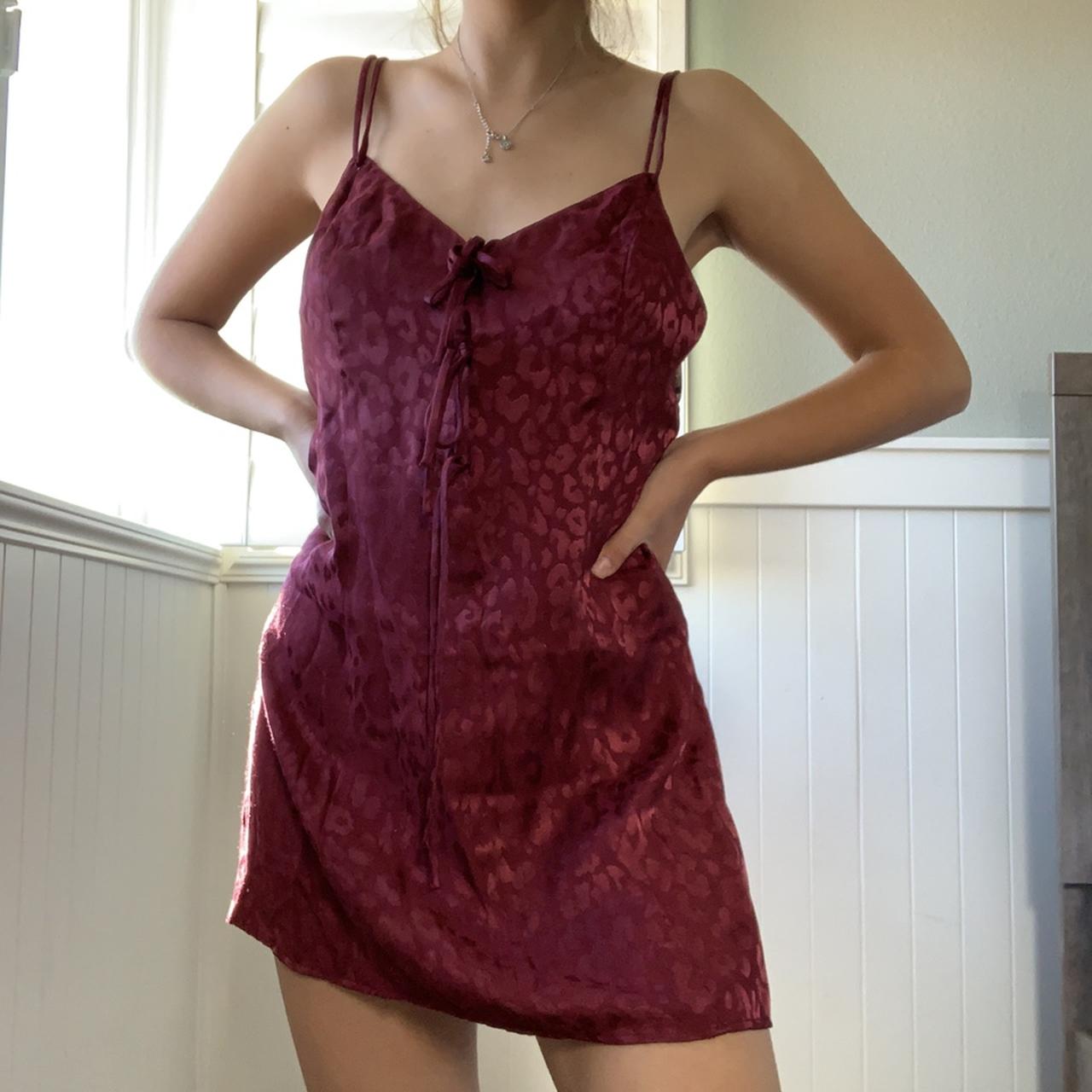 super lightweight maroon cheetah print dress from... - Depop