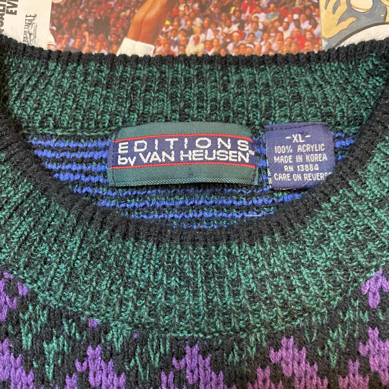 Vintage Van Heusen retro knit sweater - multicolor... - Depop