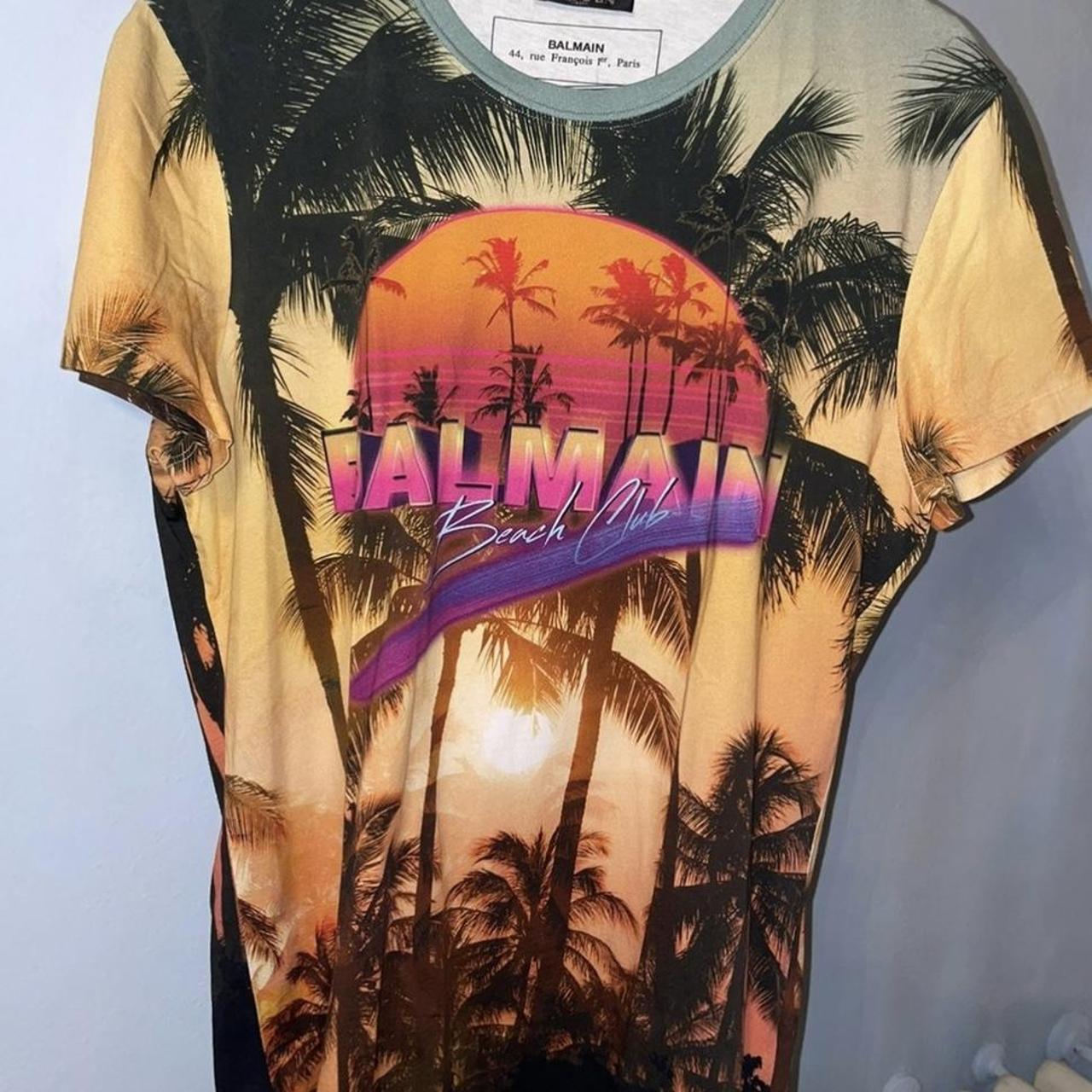 T-Shirt Balmain Beach Club Print Cond:... | Depop