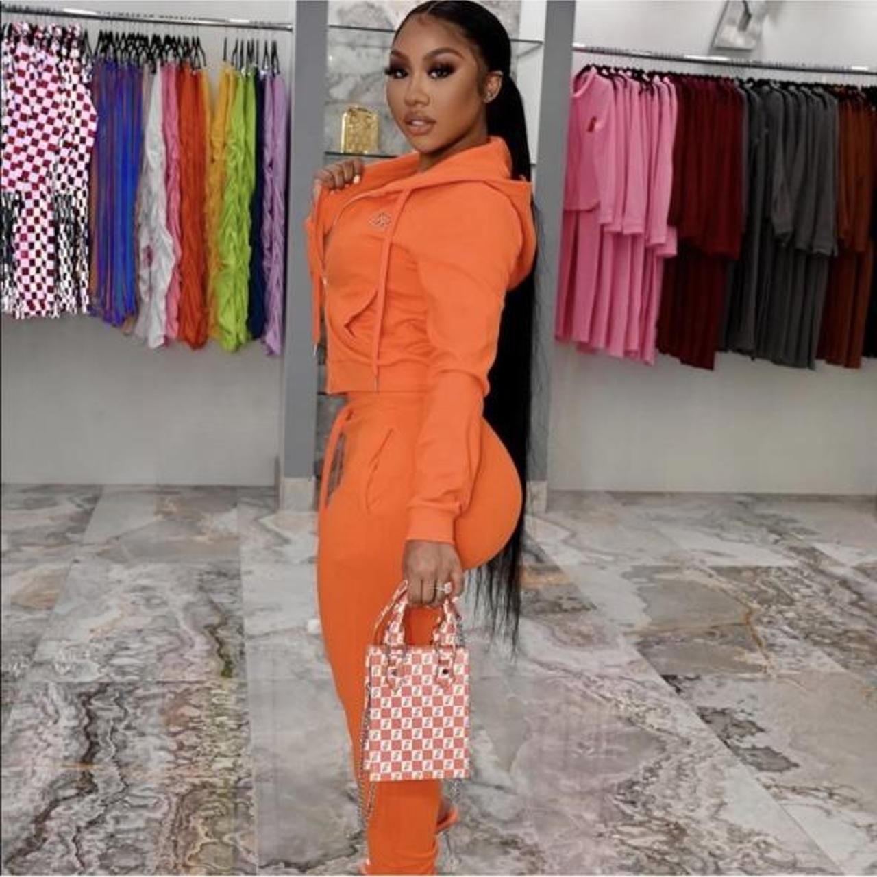 Orange gsuwoo essential set size small worn once - Depop