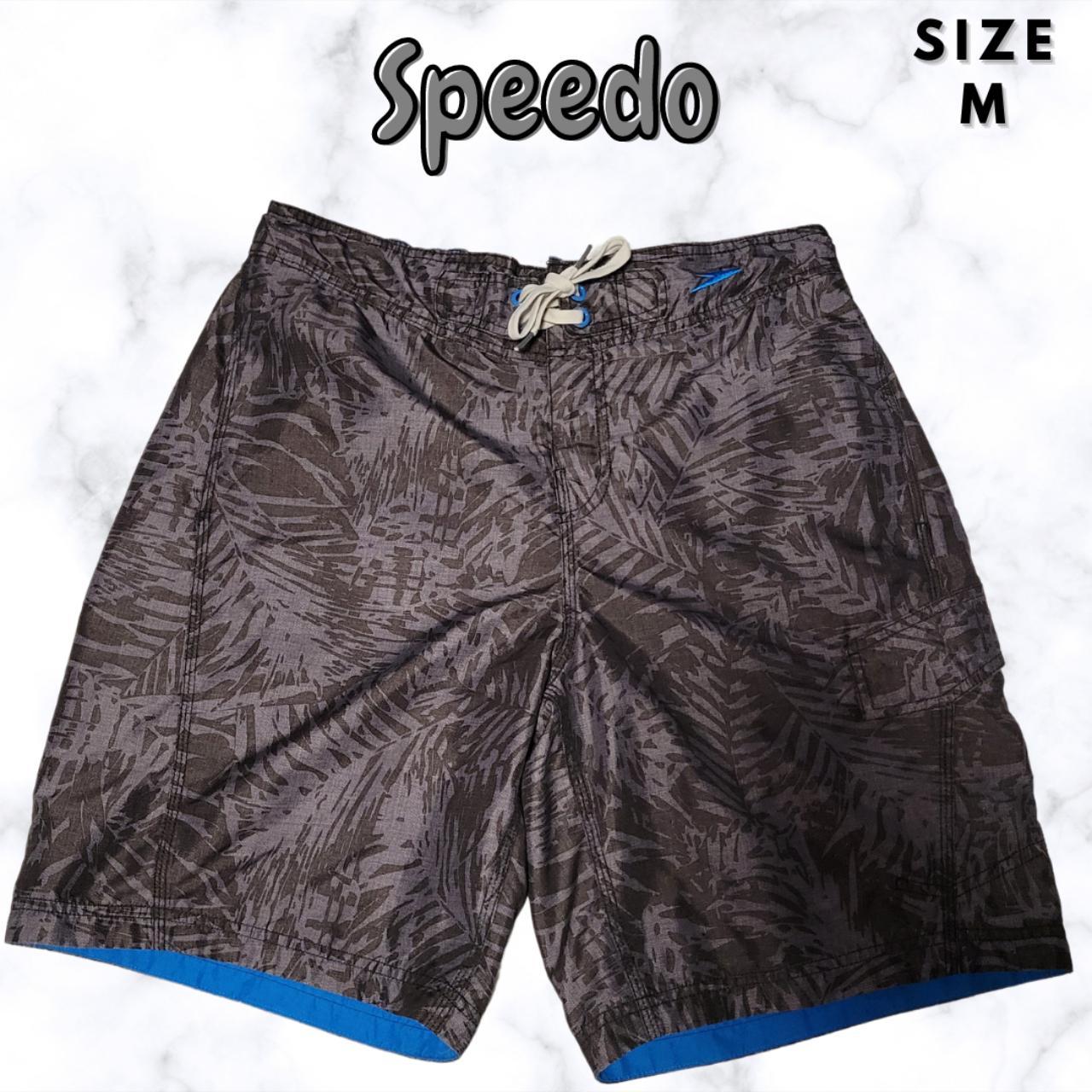 Men's Speedo Grey Patterned Swim Trunks Size Medium... - Depop