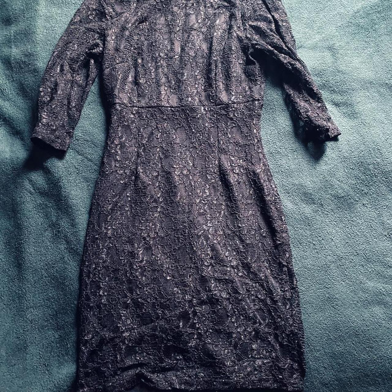 Warehouse brand black lace cocktail dress with 3/4... - Depop