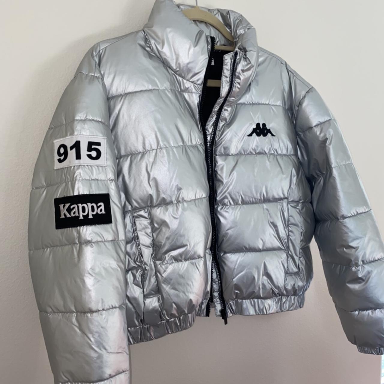 kappa puffer, silver metallic color 100% authentic... - Depop