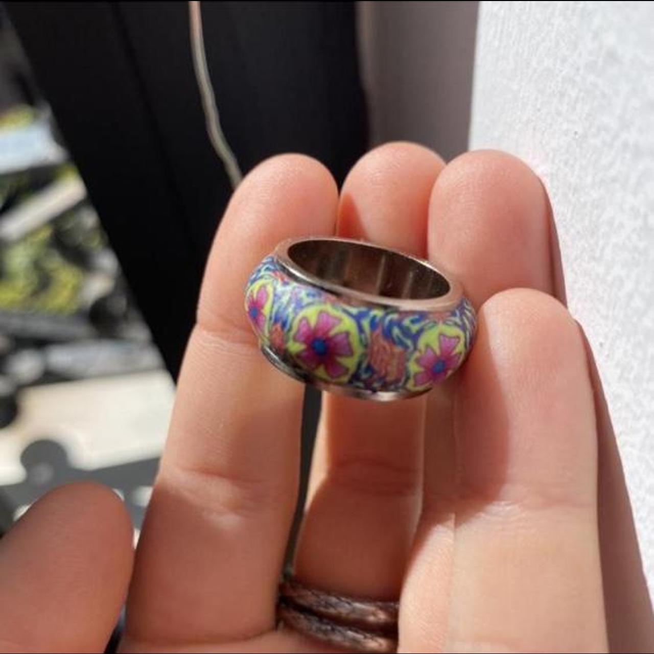 COOL TRIPPY CLAY RING 🌸🌈🦋☀️🌲 made in madrid approx... - Depop
