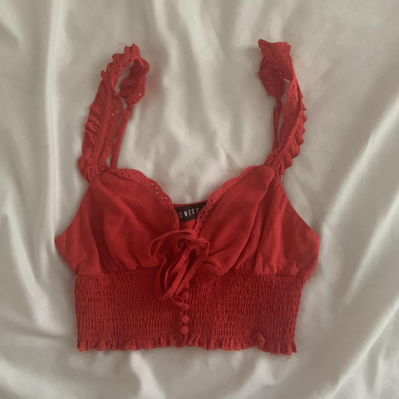lioness urban outfitters red cami tank top with... - Depop