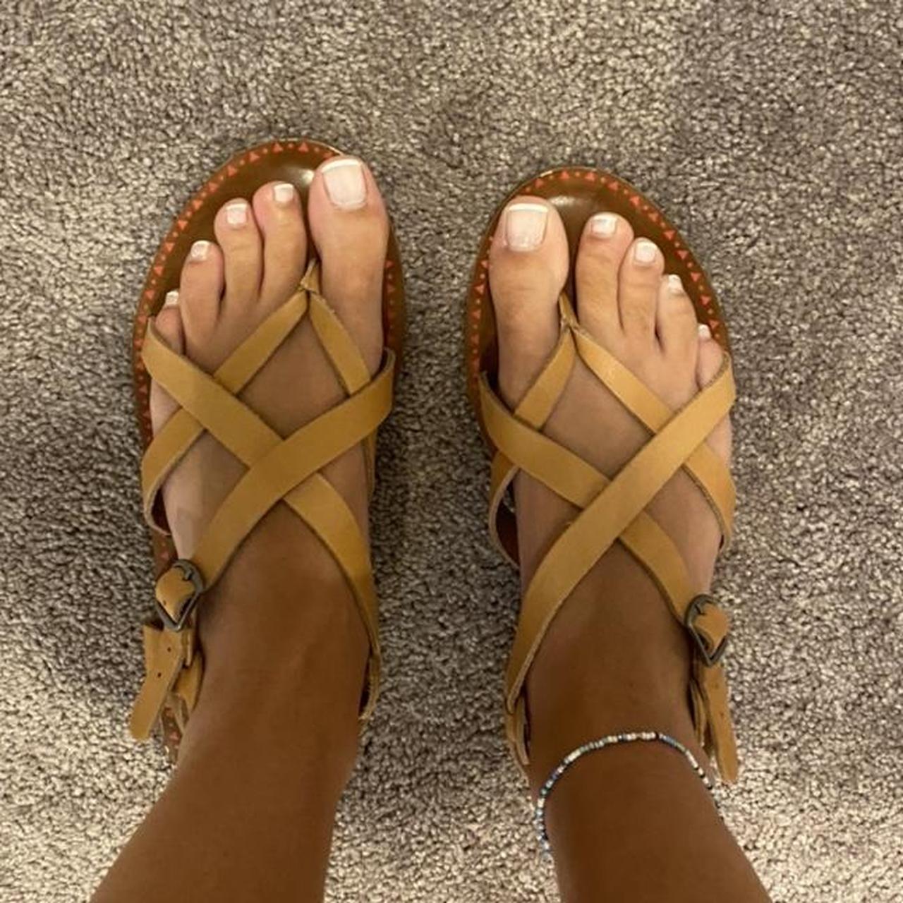 Caramel colored brown sandals. Perfect condition and... - Depop