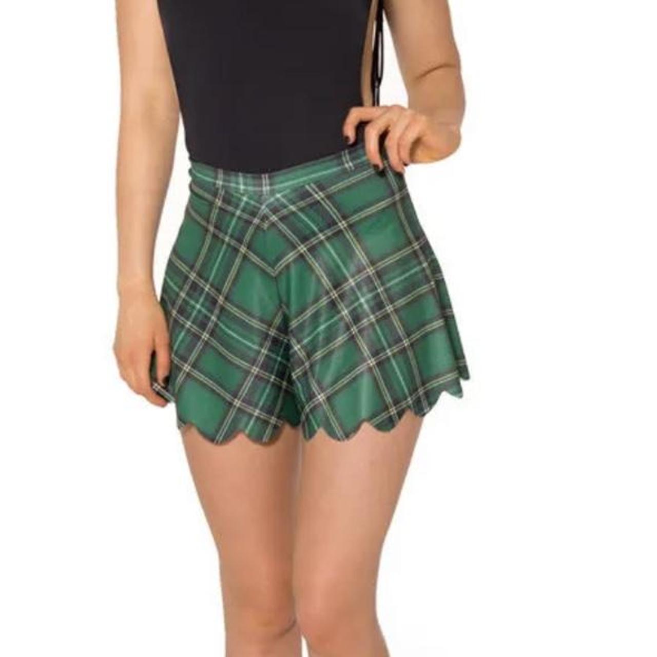 Black Milk Clothing Green Tartan Shorties Size... - Depop