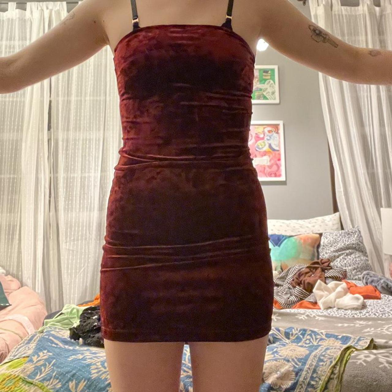 red velvet body con mini dress - Depop