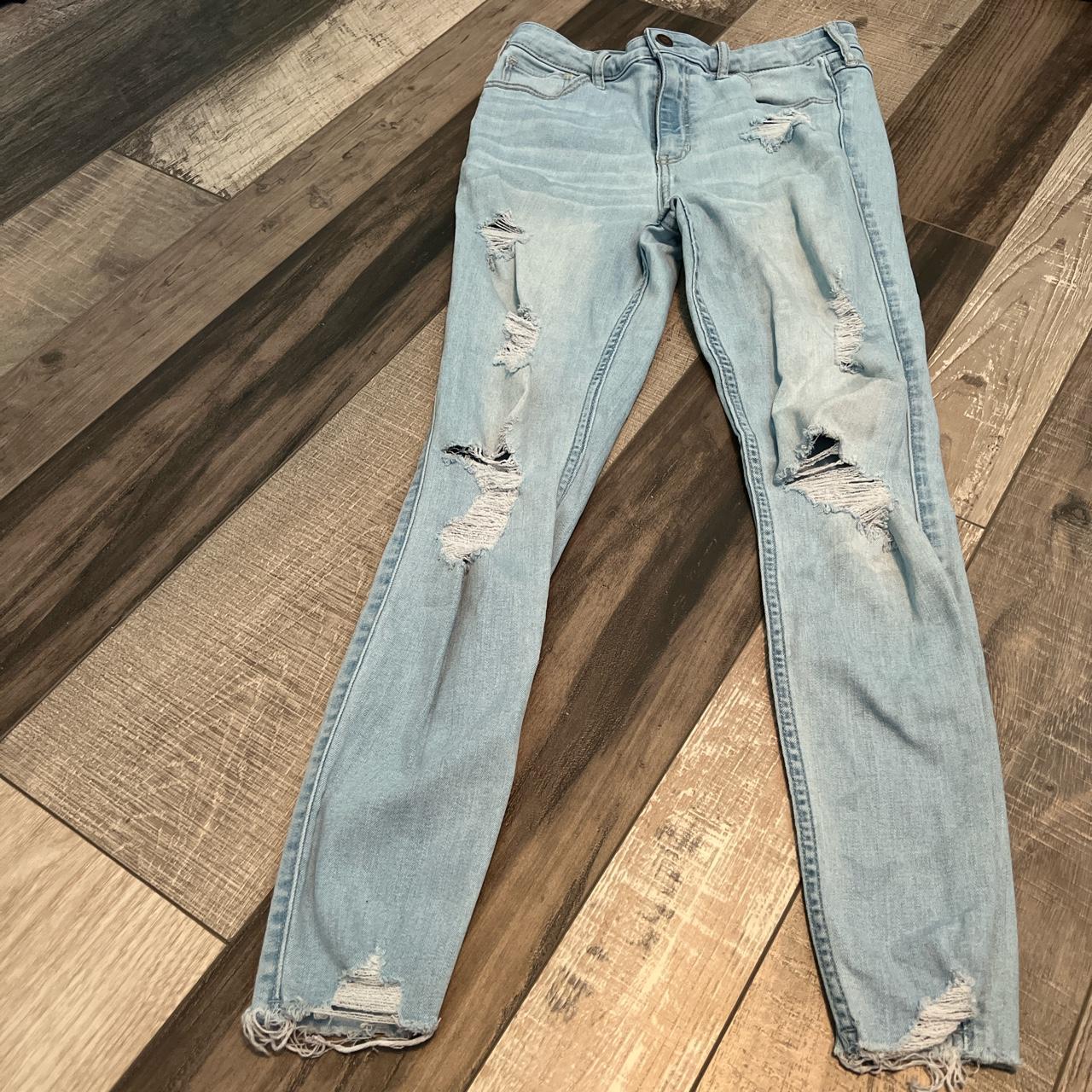 hollister co super skinny high waisted light wash... - Depop