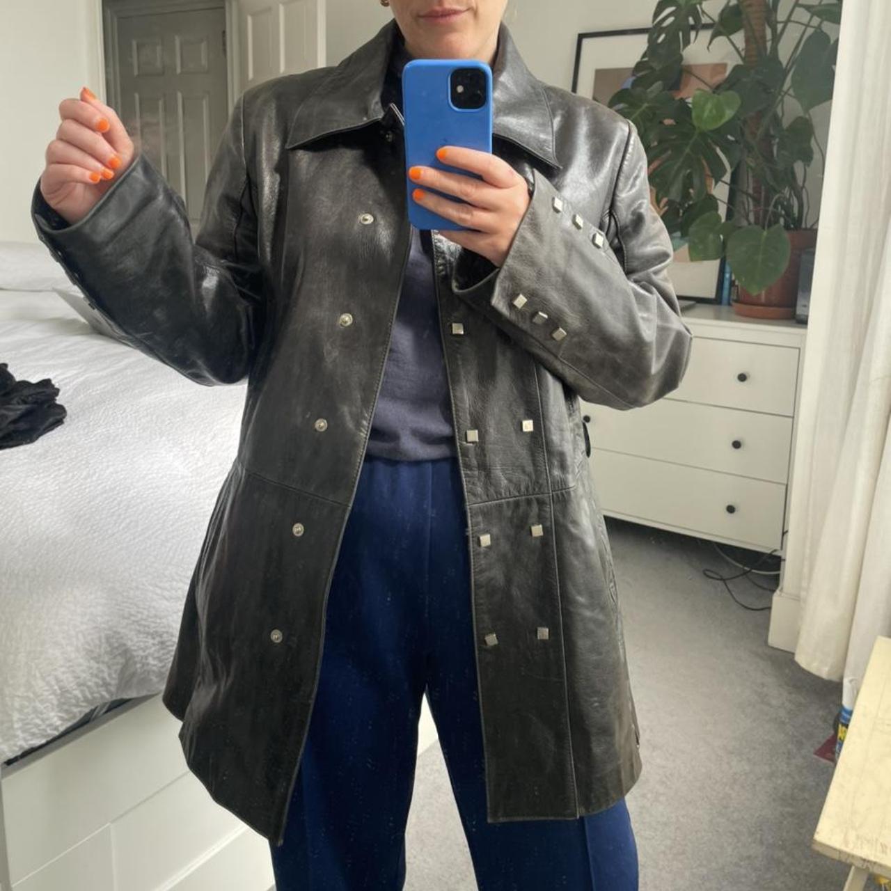 Vintage leather jacket with studs. I’m 5” and it’s... - Depop