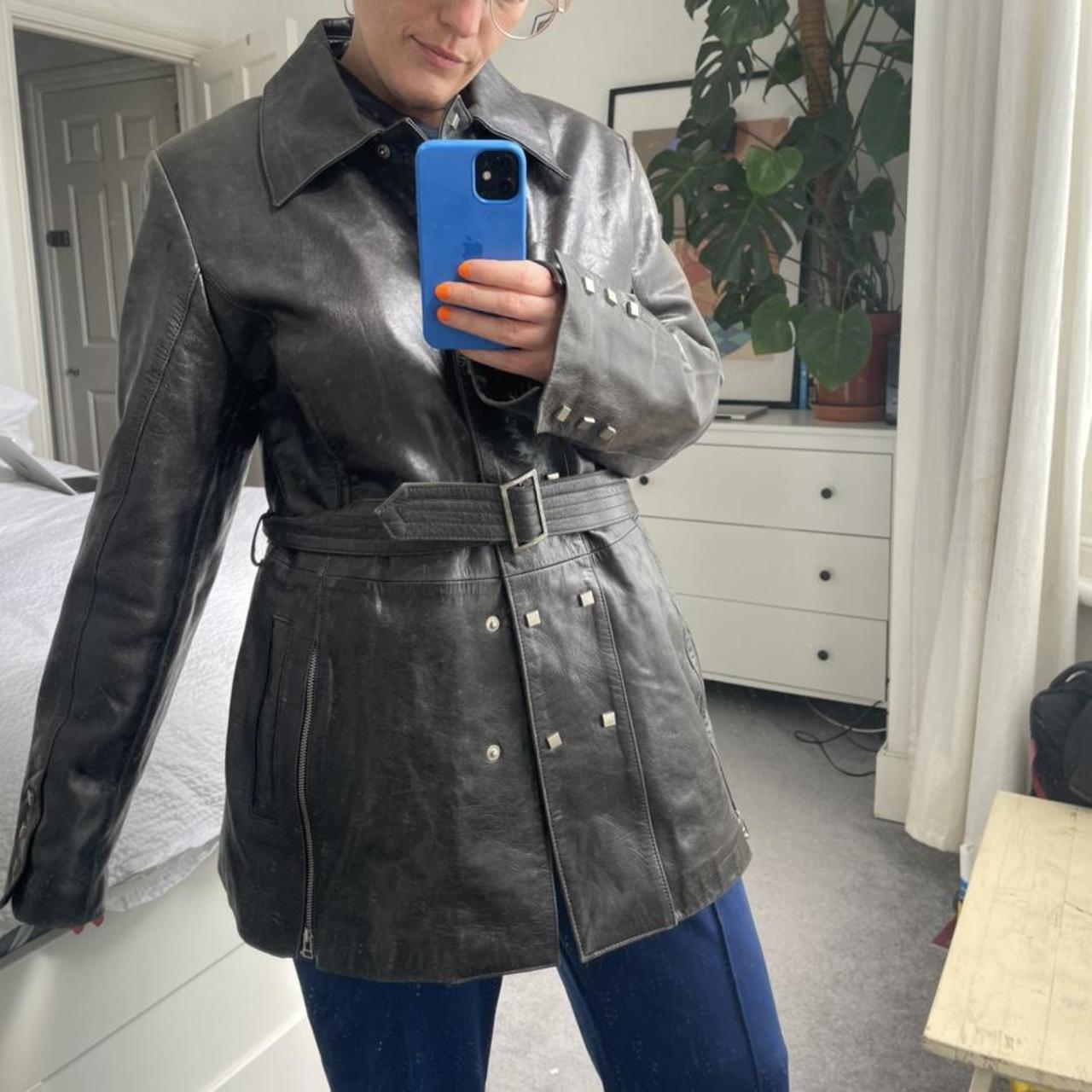 Vintage leather jacket with studs. I’m 5” and it’s... - Depop