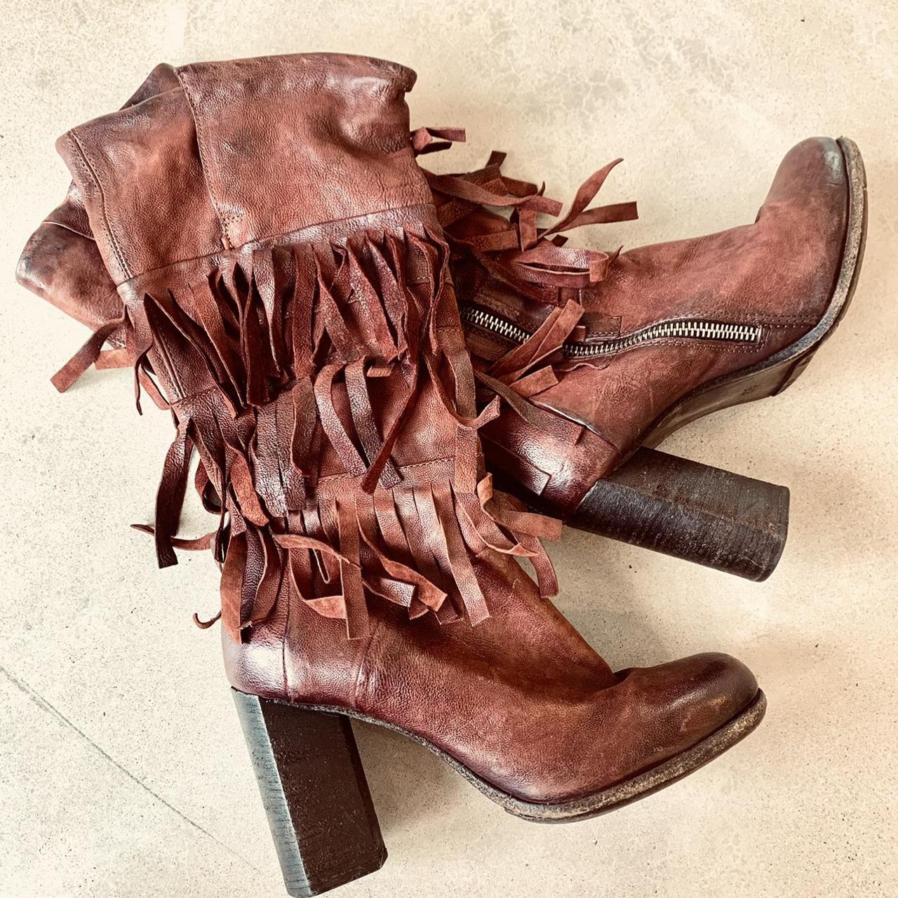 Women's Burgundy Boots | Depop