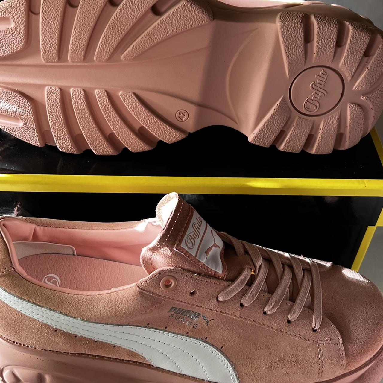 🌺 Puma x Buffalo pink suede chunky platform trainers... - Depop