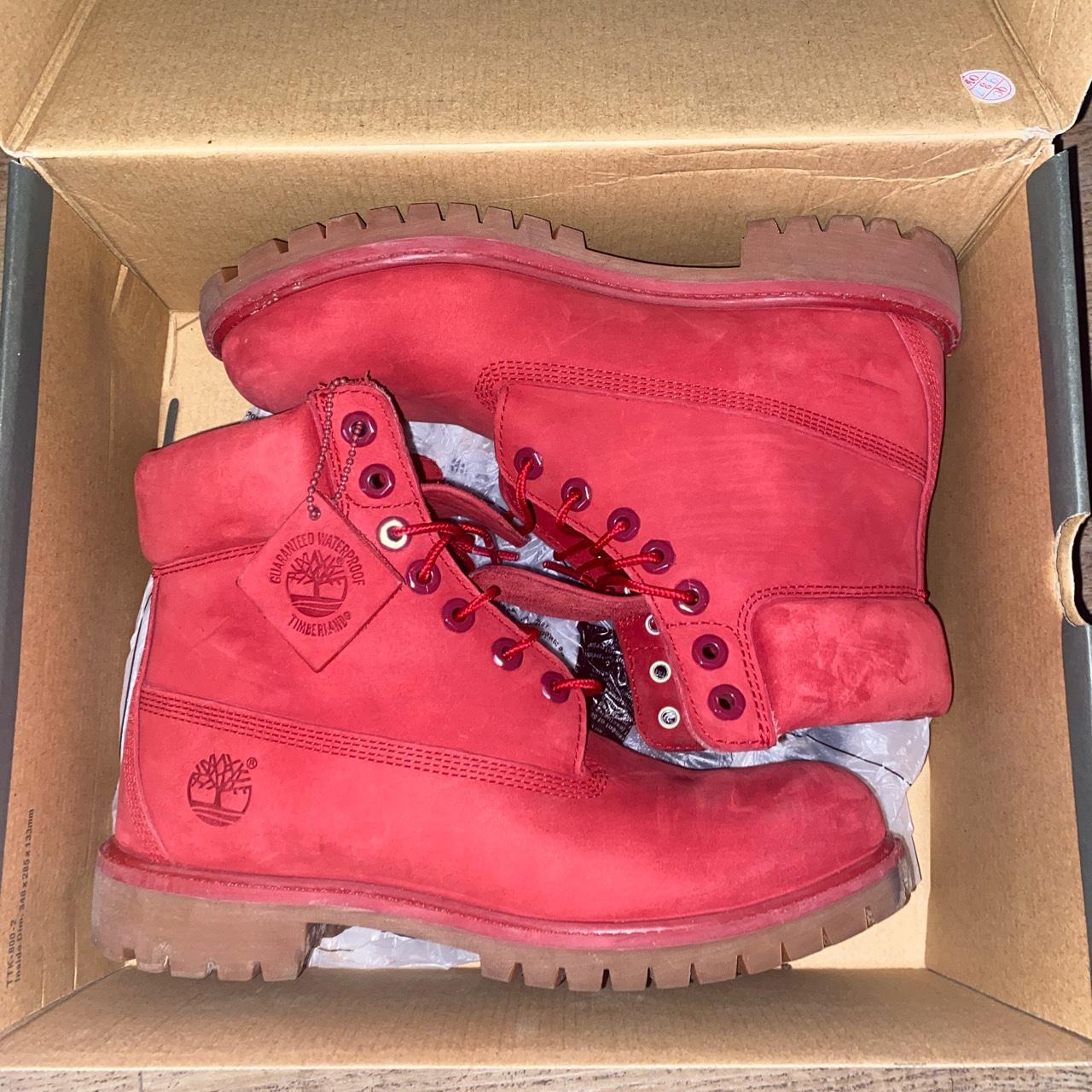 Red Nubuck Timberland Boots In A Mens 9 (Fits... - Depop