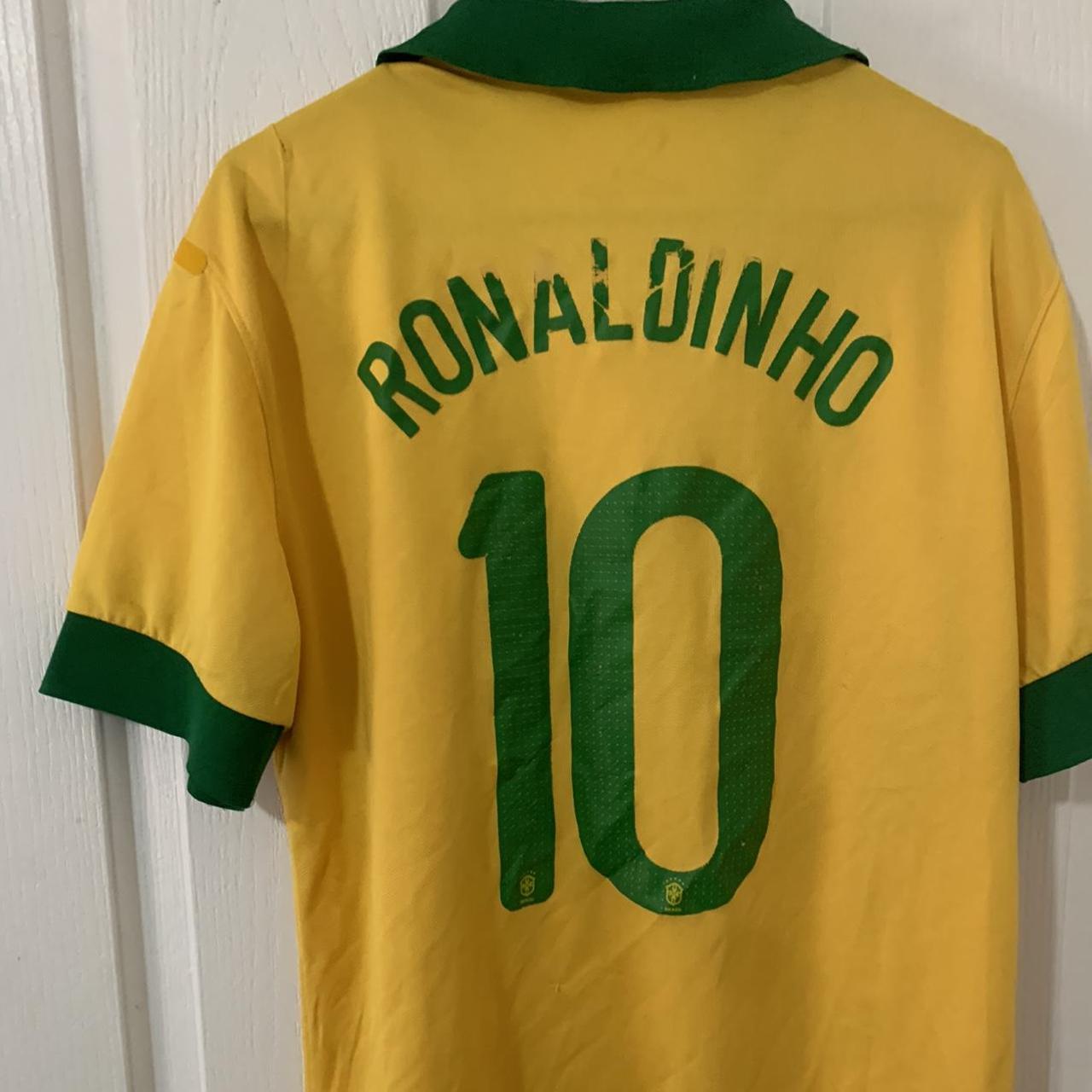 Ronaldinho Brazil Kit Condition: 7/10- cracking and... - Depop