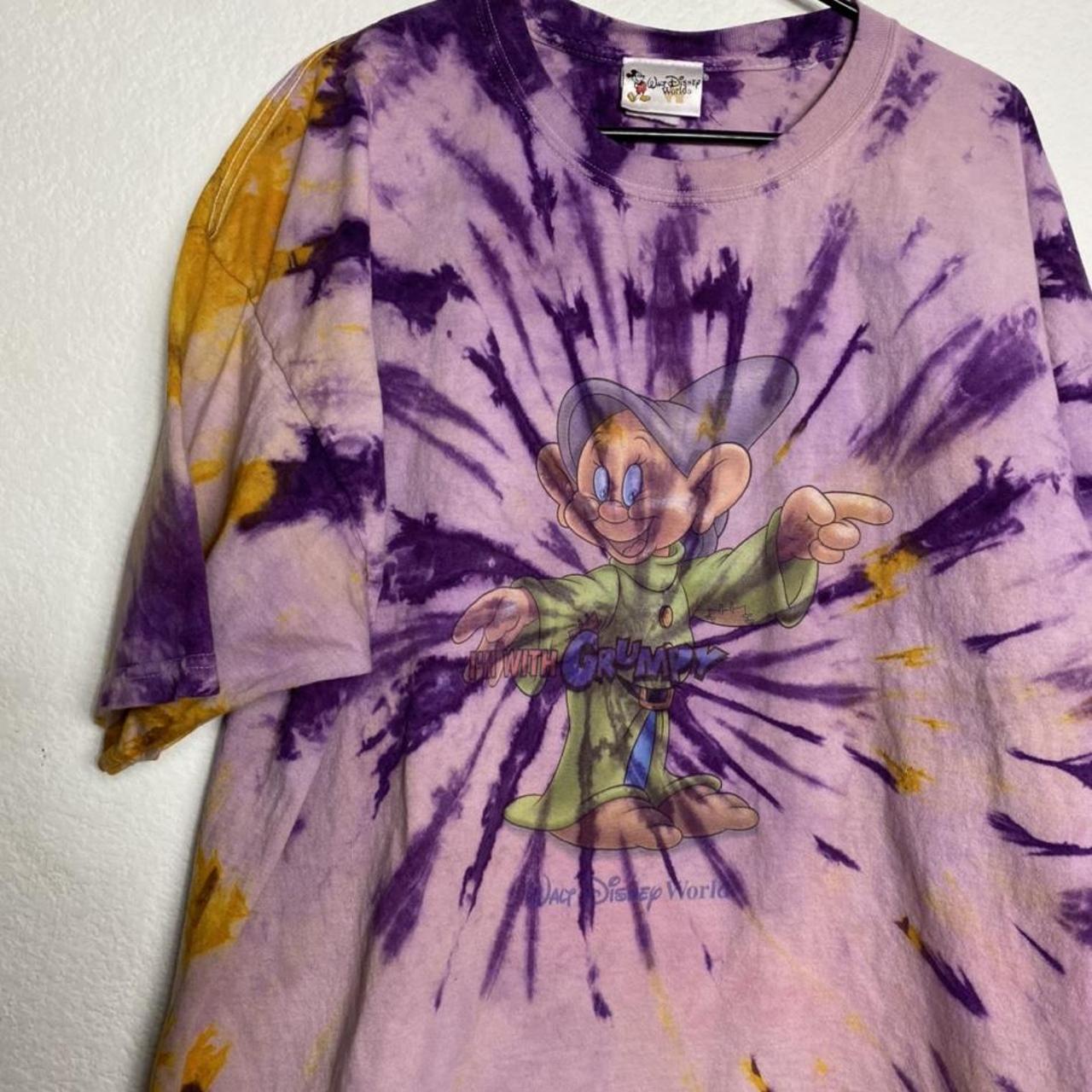 90s Vintage Walt Disney World Grumpy T-shirt Tye Dye... - Depop