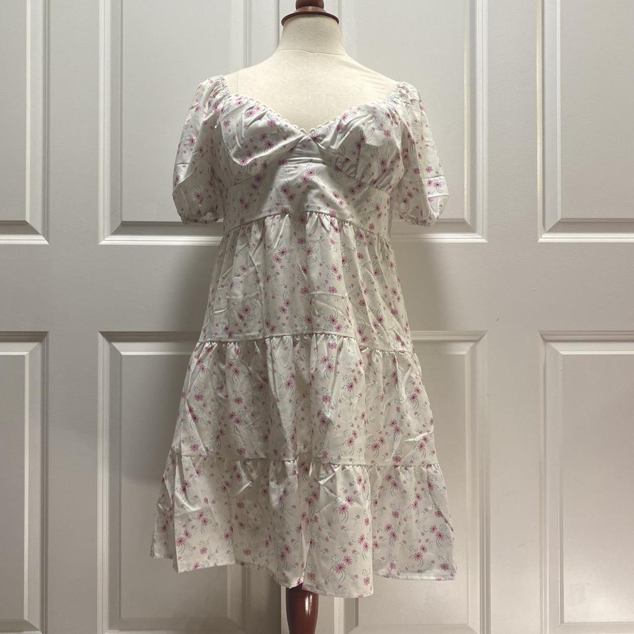 SHEIN Women's White and Pink Dress | Depop