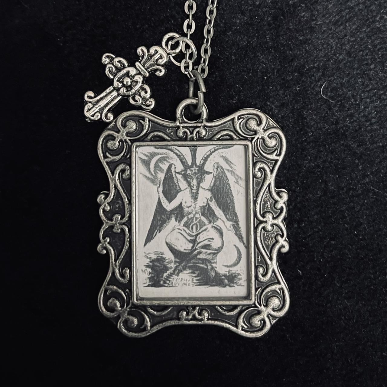 Baphomet cross vintage victorian picture frame... - Depop