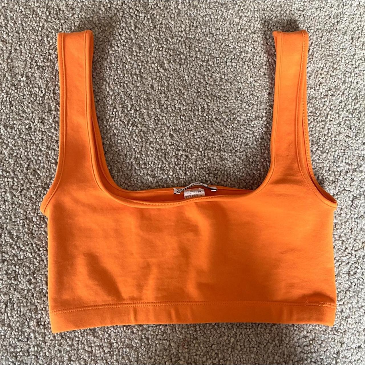 bright orange mini crop top size: M-L - Depop
