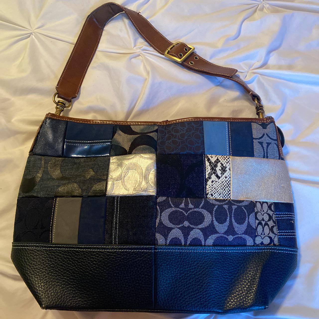 Denim Patchwork Coach Bag! a y2k moment brown... - Depop
