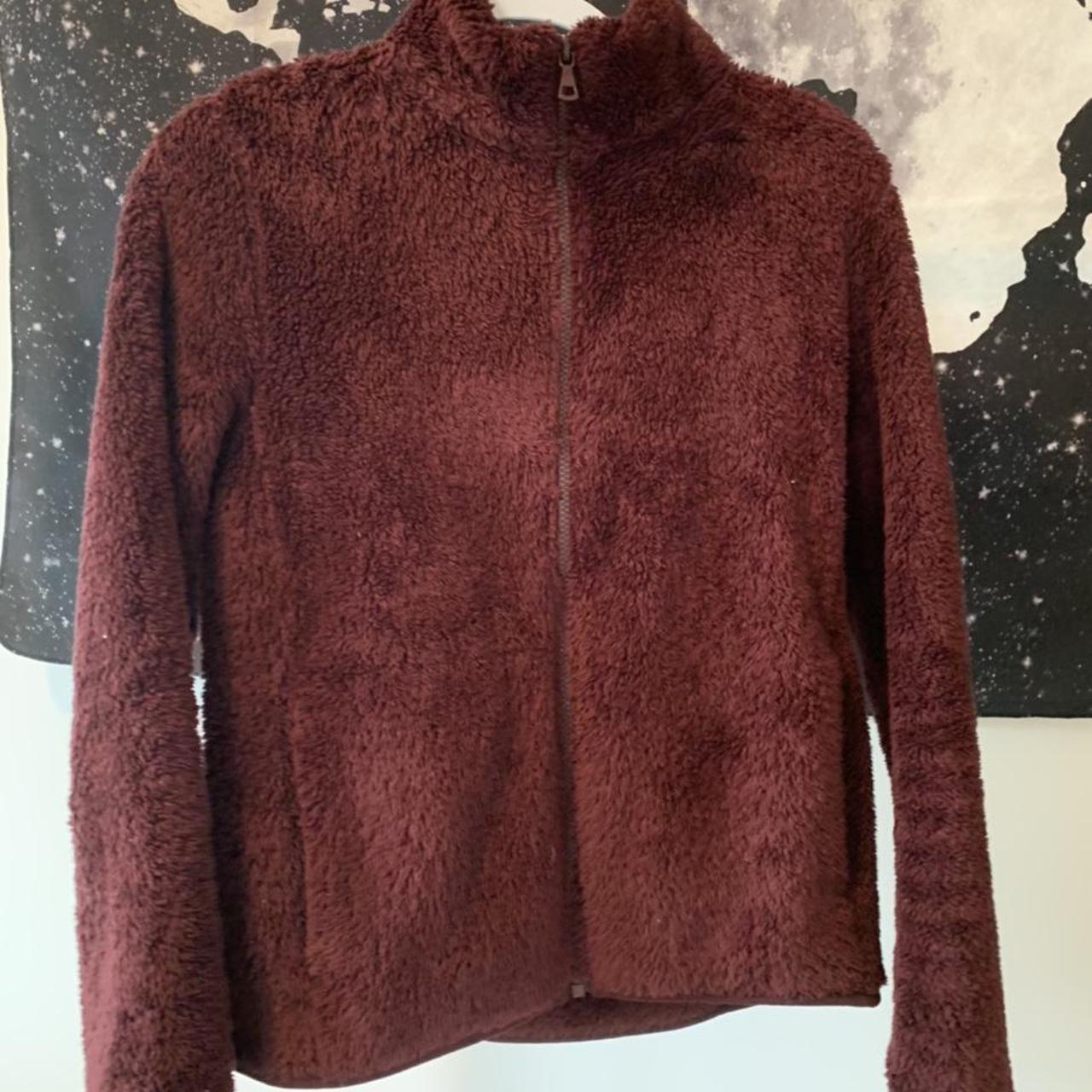 UNIQLO fluffy red jacket. Cozy for winter! Size M - Depop