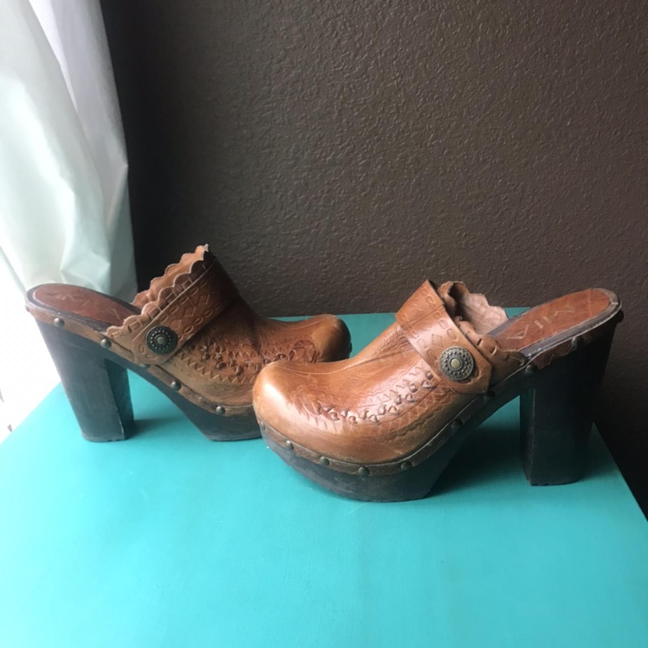 MIA brown leather clog heels lingerie #bra Tags:... - Depop