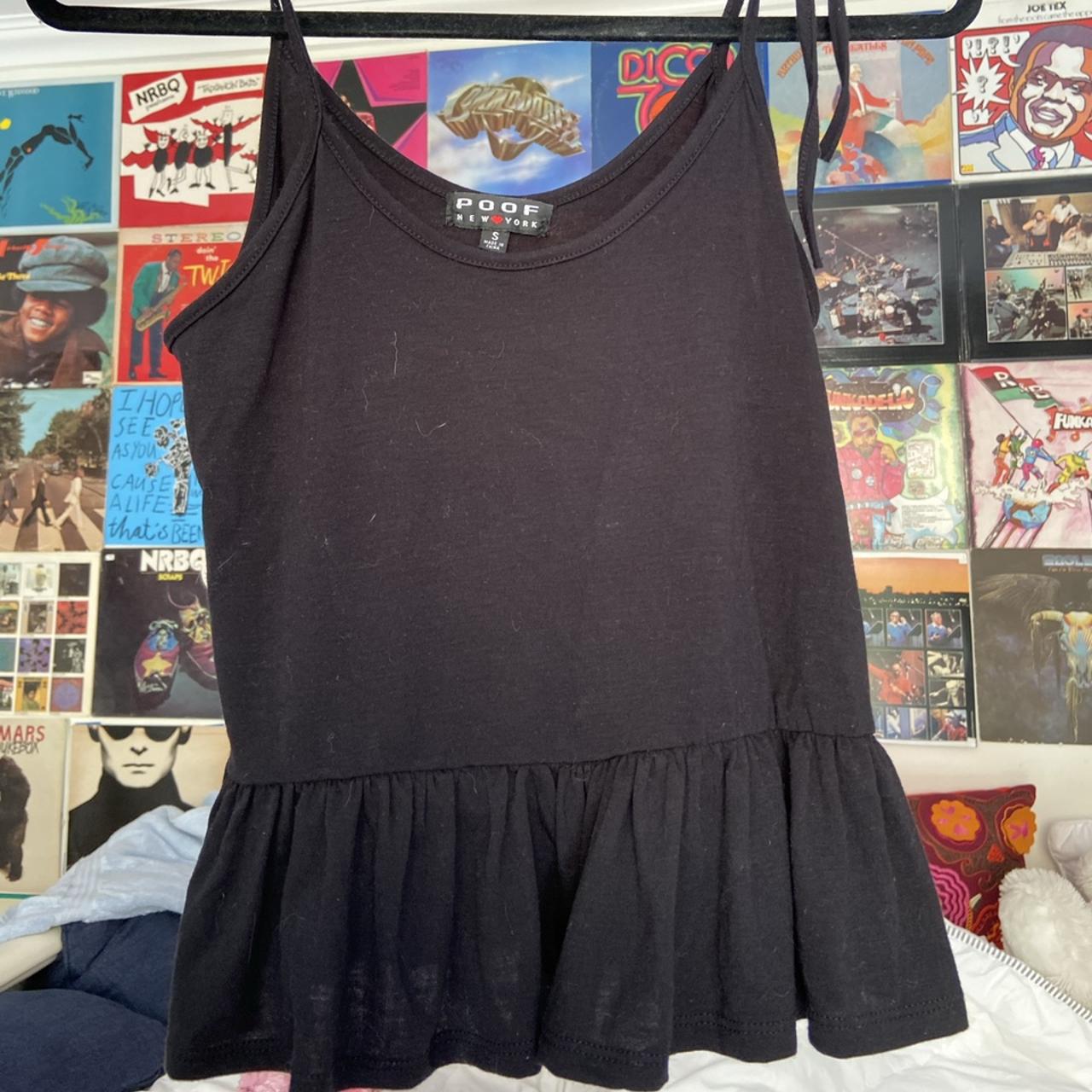 POOF black spaghetti string top. Adjustable straps... - Depop