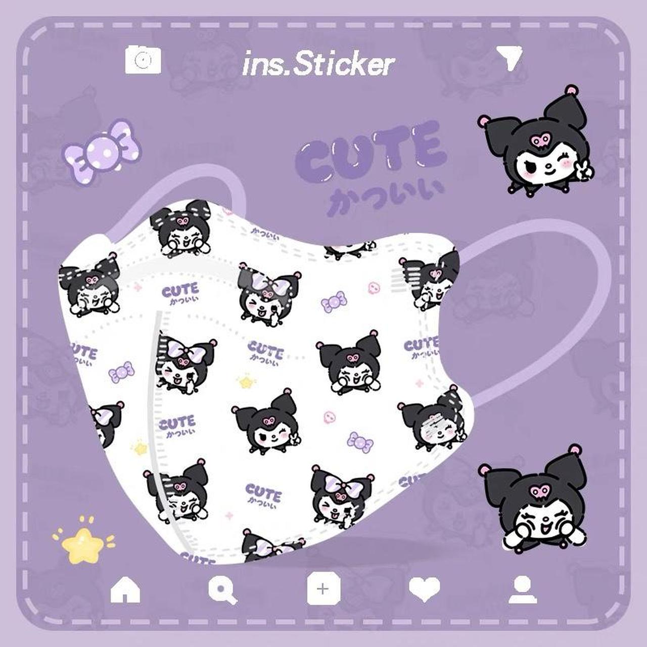 Super cute KUROMI face mask !!!! Three layers... - Depop