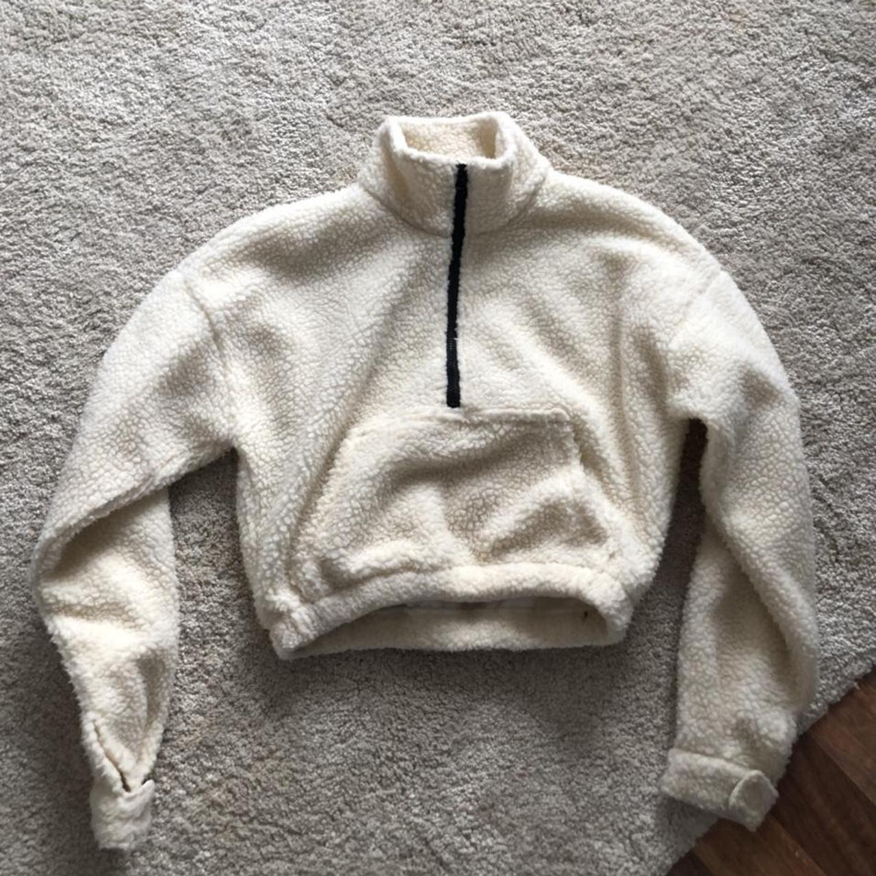 Cropped teddy zip fleece jacket, worn a couple of... - Depop