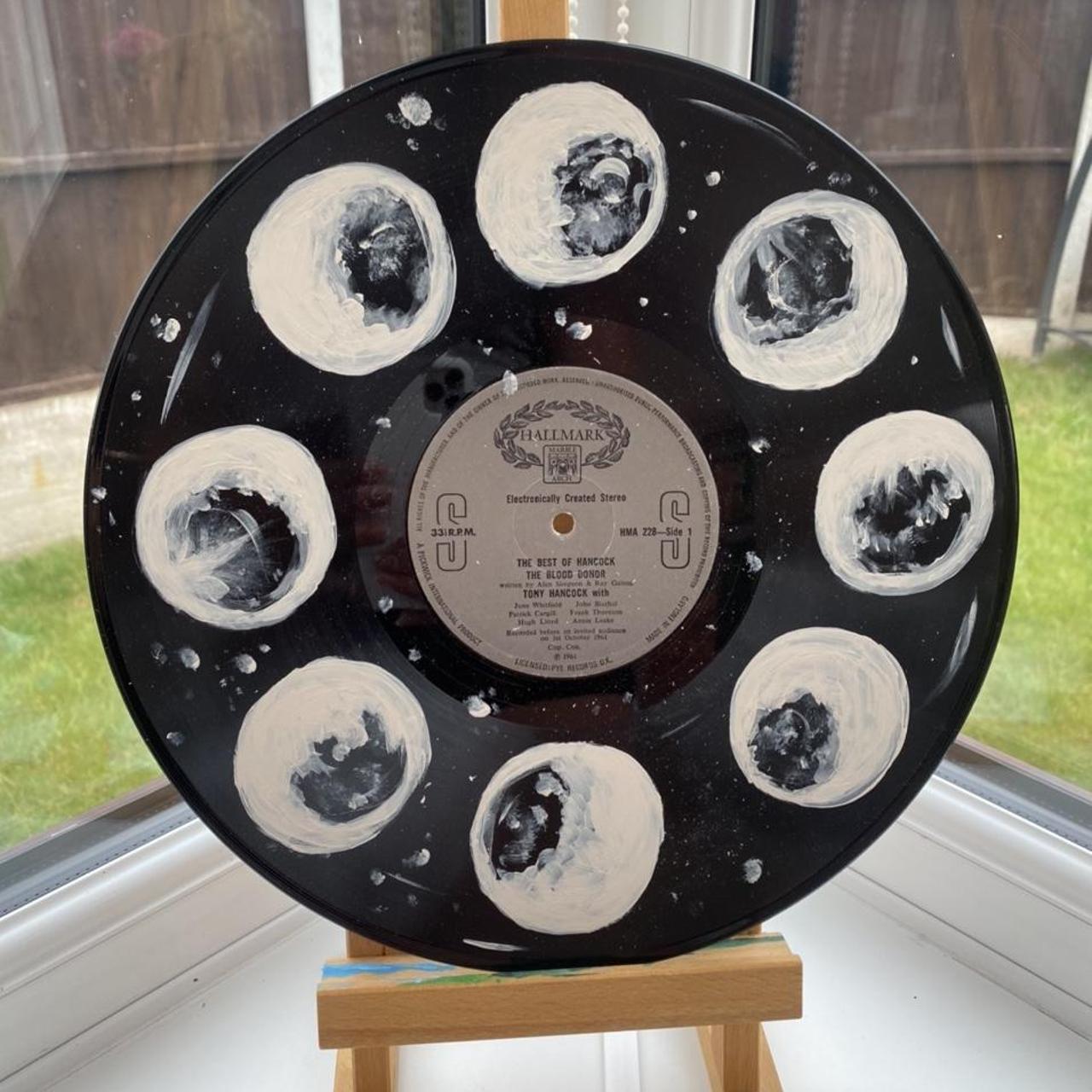 Phases of the moon, painted on 12” record. Vinyl... - Depop