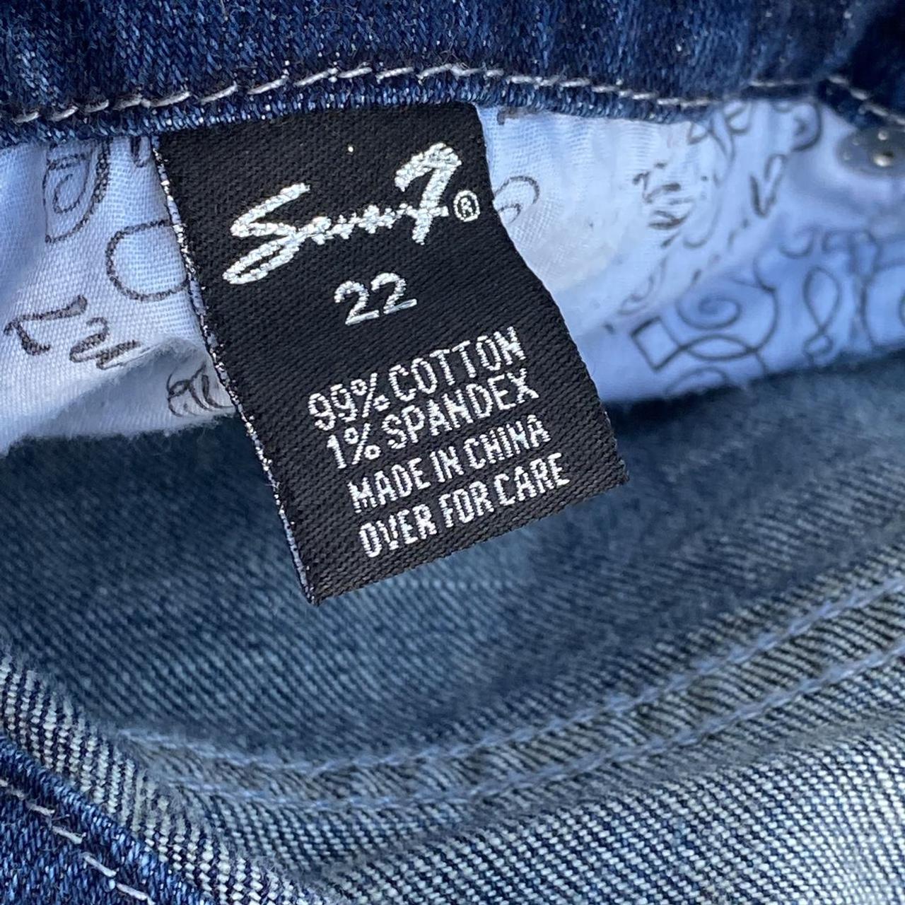 Seven7 Women's Blue and Silver Jeans | Depop