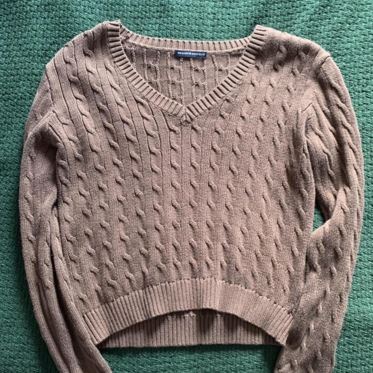 Brandy Melville Brown V neck Sweater super great... - Depop